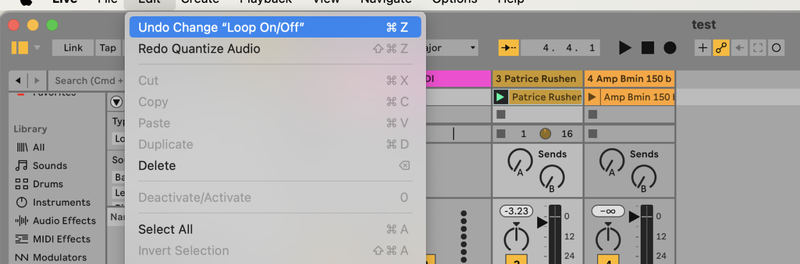 How to Undo in Ableton Live